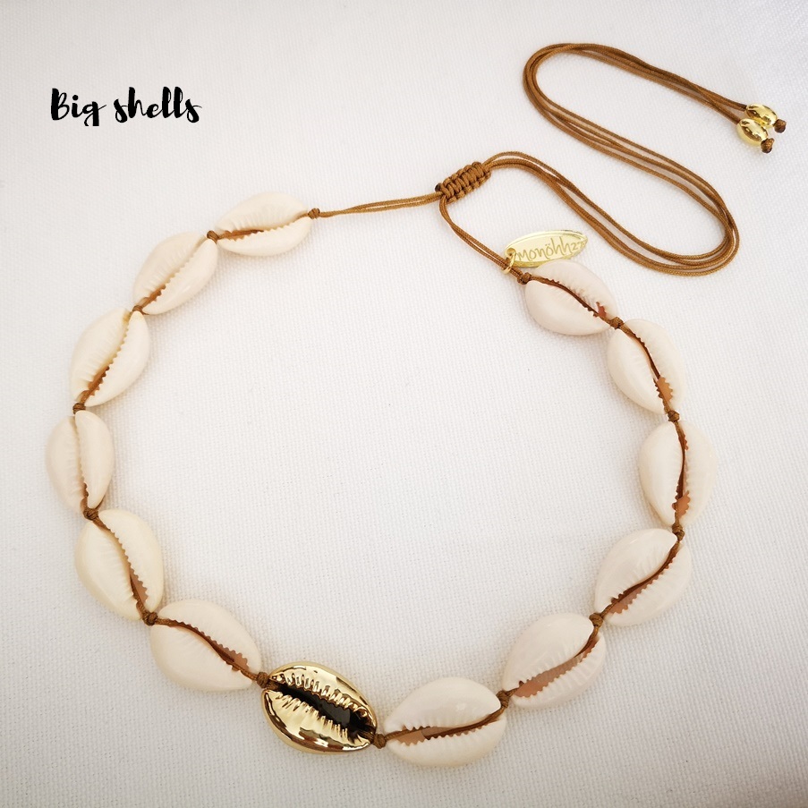 Choker/collar conchas naturales y una dorada/plateada – MONOHH27